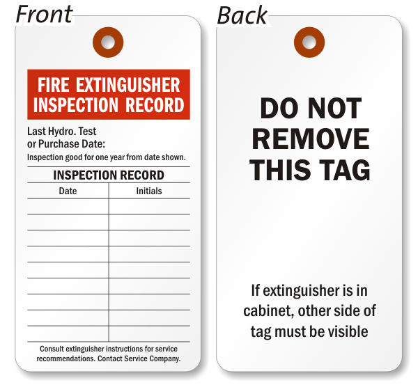Fire Extinguisher Inspection Tag SKU 5514 C 100