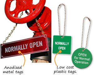 Normally Open Valve Tags