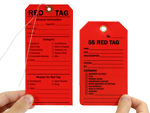 Non-Conforming Tags - Manila Cardstock Tag with Red Print