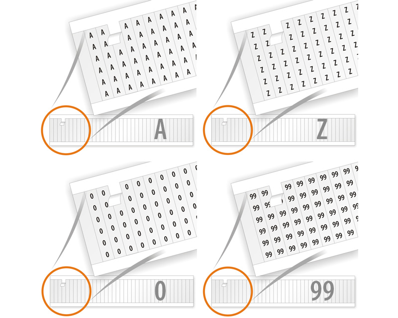 Solid Number Wire Marker Cards & Solid Letter Wire Marker Cards