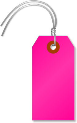 3¼ in. x 1-5/8 in. Fluorescent Pink Tags (with wires), SKU - T361-2-W-FP