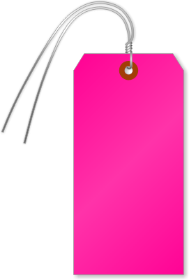 5¾ in. x 2-7/8 in. Fluorescent Pink Tags (with wires), SKU - T361-7-W-FP