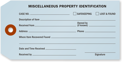 Police Evidence Tags