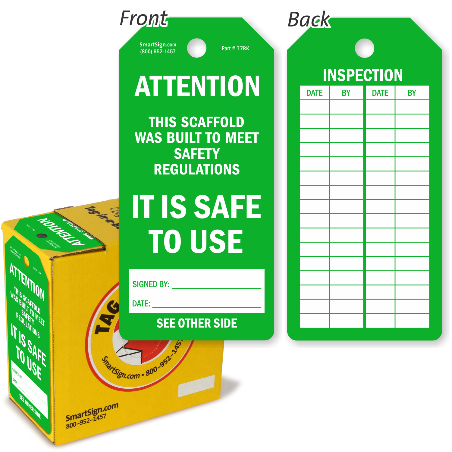 Scaffold Safety Regulations Tag-in-a-Box, SKU: T-BOX-113