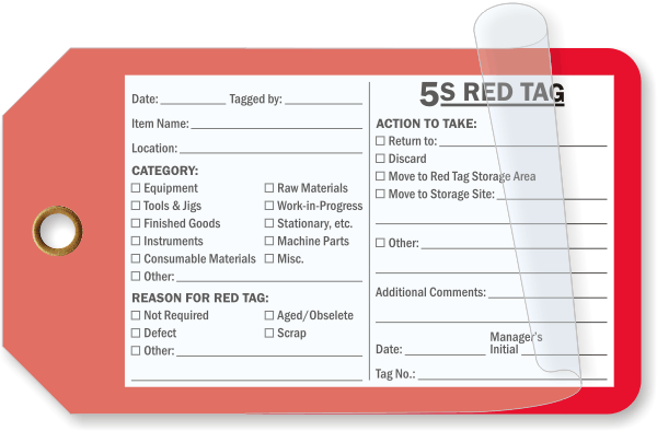 Self Laminating Red 5S Tag SKU TG 0820